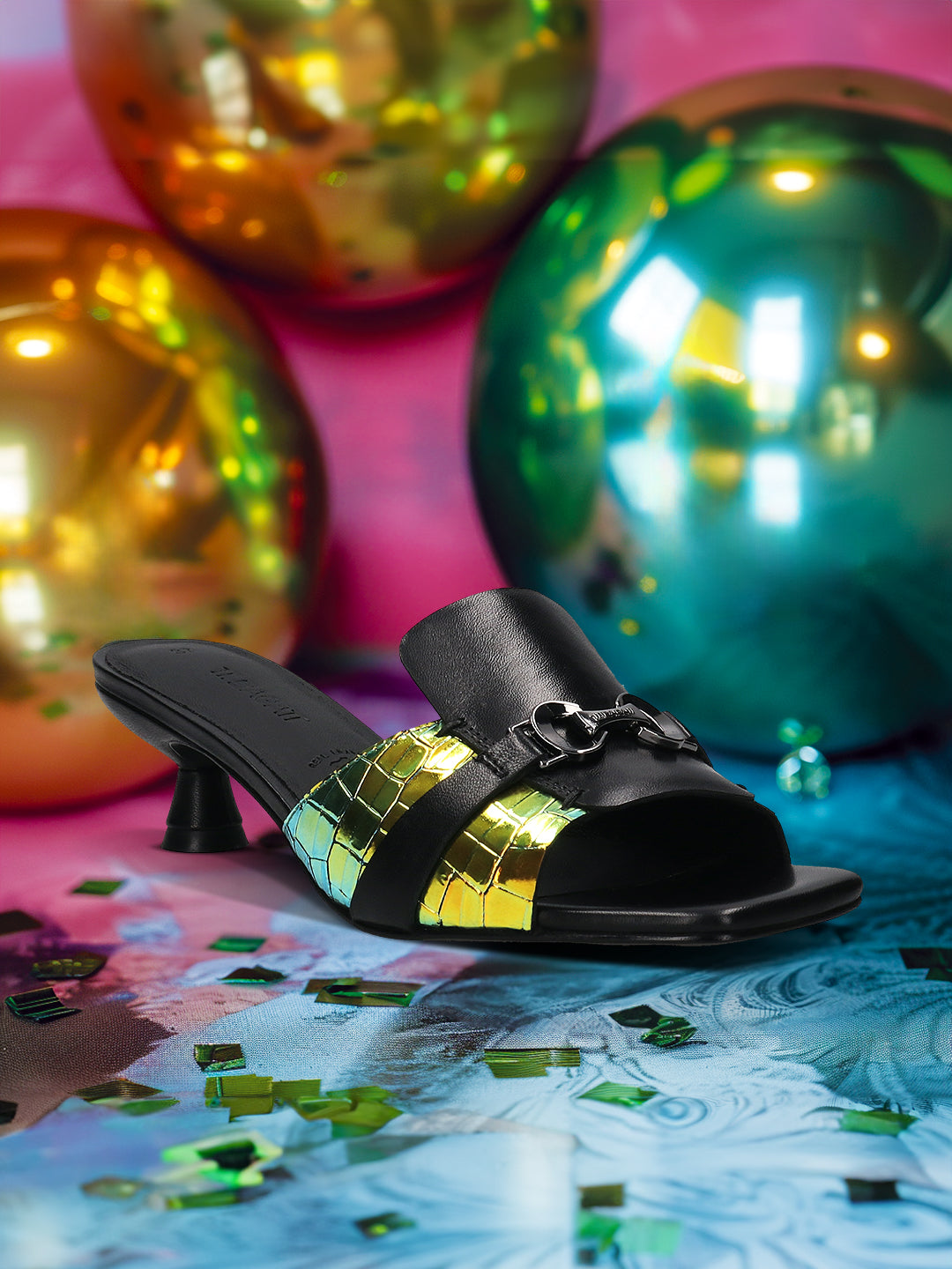 TT.BAGATT Padma Black Premium Leather Kitten Heel